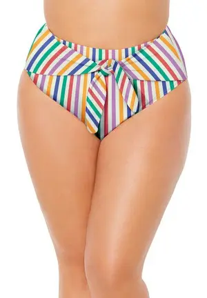 SWIMSUITS FOR ALL Tie-front Bikini Bottom - Rio Stripe