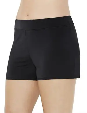 SWIMSUITS FOR ALL Chlorine Resistant Banded Swim Short Black