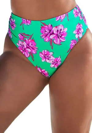 SWIMSUITS FOR ALL Side Shirred High Waist Swim Brief - Bali Floral