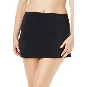 SWIMSUITS FOR ALL Side Slit Swim Skirt - Black