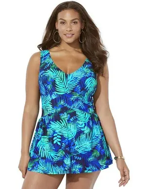 SWIMSUITS FOR ALL V-neck Swimdress