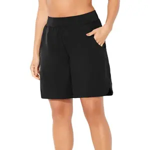 SWIMSUITS FOR ALL Quick-dry Petal Hem Board Shorts - Black