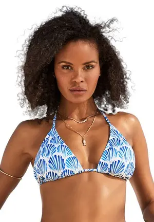 SWIMSUITS FOR ALL Essential String Triangle Bikini Top - Blue Shells