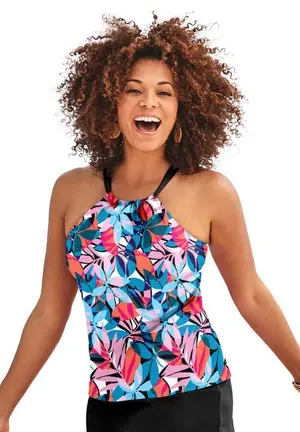 SWIMSUITS FOR ALL High Neck Tankini Top - Rio Tropical