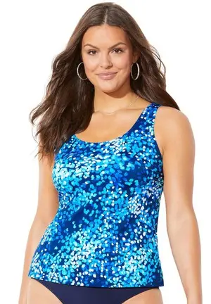 SWIMSUITS FOR ALL Classic Tankini Top - Blue Sparks