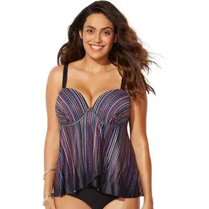 SWIMSUITS FOR ALL Flyaway Underwire Tankini Top - Friendship