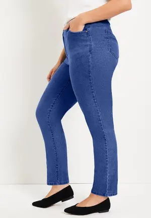 JUNE + VIE Curvie Fit Straight-leg Jeans - Medium Blue