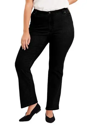 JUNE + VIE Curvy Fit Bootcut Jeans - Black