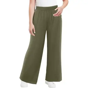 JUNE + VIE Wide-leg Pant - Dark Olive Green