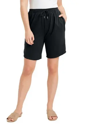 JUNE + VIE French Terry Bermuda Shorts - Black