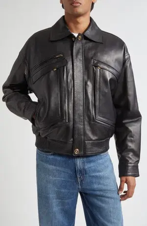 Versace Plongé Leather Blouson Jacket