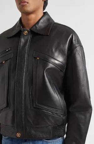 Versace Plongé Leather Blouson Jacket