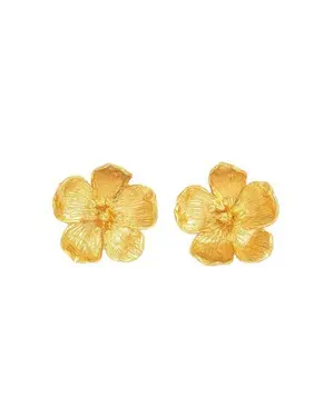 OTTOMAN HANDS Buttercup Flower Stud Earrings - Brass