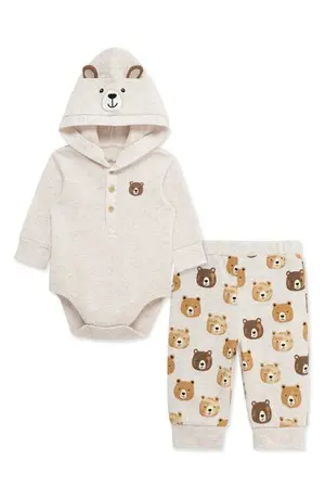 LITTLE ME Bear Hooded Bodysuit & Joggers Set