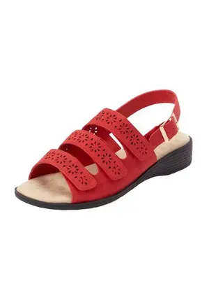 COMFORTVIEW Sutton Suede-like Adjustable Sandal - Hot Red
