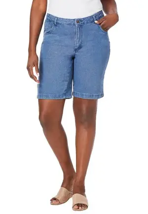 JESSICA LONDON Classic Cotton Denim Shorts - Medium Stonewash