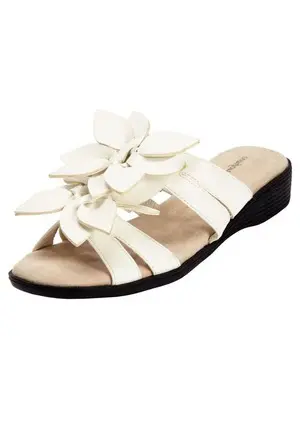 COMFORTVIEW Floral Slip-on Sandals - White