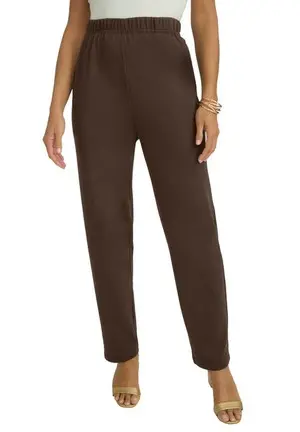 JESSICA LONDON Soft Ease Straight Leg Pants - Chocolate