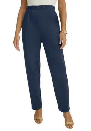 JESSICA LONDON Soft Ease Straight Leg Pants - Navy