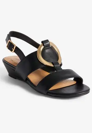 COMFORTVIEW The Rosetta Wedge Sandal - Black