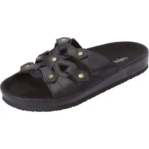 COMFORTVIEW Slip-on Footbed Sandal With Decorative Detailing - Black