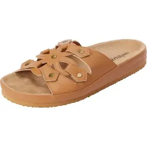 COMFORTVIEW Slip-on Footbed Sandal With Decorative Detailing - Tan