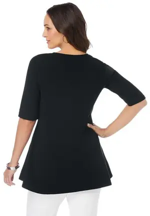 JESSICA LONDON Stretch Peplum Tunic - Black