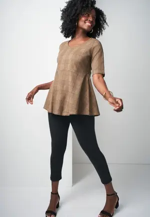 JESSICA LONDON Stretch Cotton Peplum Tunic - Deep Dusk