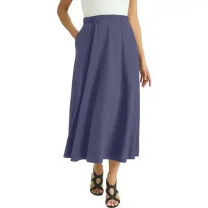 JESSICA LONDON Soft Ease Knit Midi Skirt - Deep Dusk