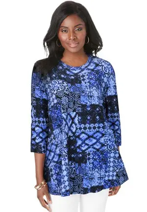 JESSICA LONDON Tunic - Blue Patchwork