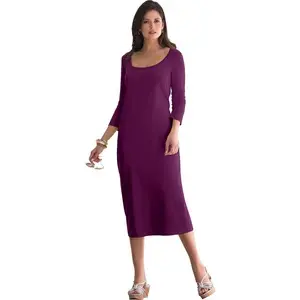 JESSICA LONDON Stretch Cotton T-shirt Dress - Dark Berry