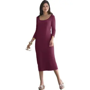 JESSICA LONDON Stretch Cotton T-shirt Dress - Deep Claret