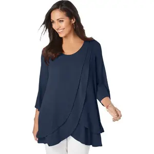 JESSICA LONDON Double Layer High-low Tunic - Navy