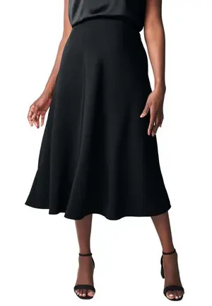 JESSICA LONDON Bi-stretch Swing Skirt - Black