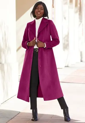 JESSICA LONDON Full Length Wool Blend Coat - Ivory