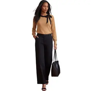JESSICA LONDON Tie-neck Pullover Sweater - Soft Camel