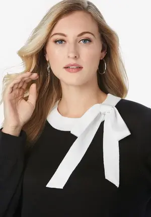 JESSICA LONDON Tie-neck Pullover Sweater