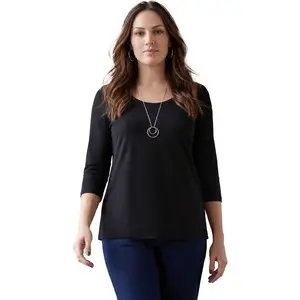 JESSICA LONDON Stretch Cotton Tee - Black