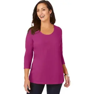 JESSICA LONDON Stretch Cotton Tee - Raspberry