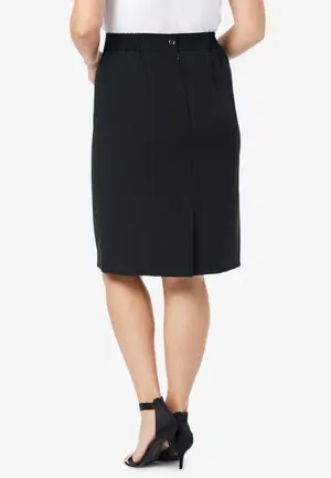 JESSICA LONDON Tummy Control Bi-stretch Pencil Skirt - Black
