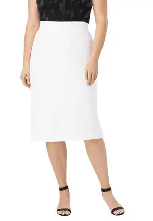 JESSICA LONDON Tummy Control Bi-stretch Pencil Skirt - White
