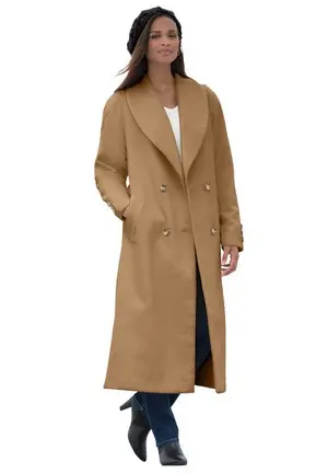 JESSICA LONDON Long Wool Blend Shawl Collar Coat - Soft Camel