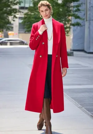 JESSICA LONDON Long Wool Blend Shawl Collar Coat - Soft Camel