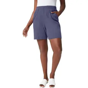 JESSICA LONDON Soft Ease Knit Casual Shorts - Deep Dusk