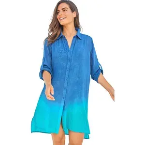 SWIM 365 Button-front Swim Cover Up Dip Dye