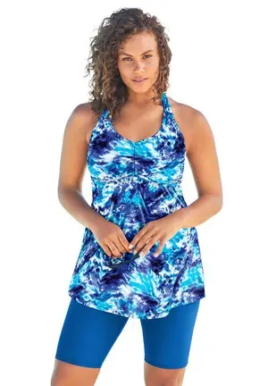SWIM 365 Braided Tankini Top - Multi Underwater Tie Dye