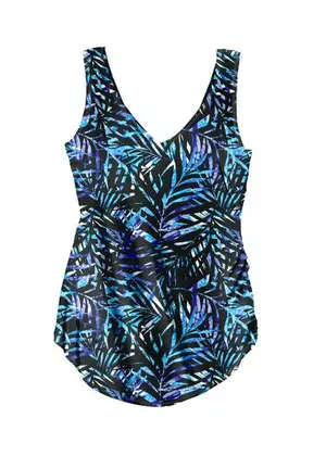 SWIM 365 Sarong Swimsuit - Blue Painterly Leaves