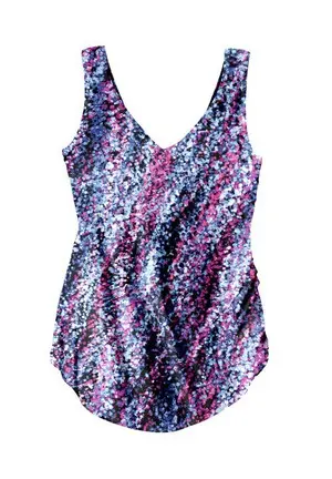 SWIM 365 Sarong V-neck One-piece Swimsuit - Dream Blue Abstract