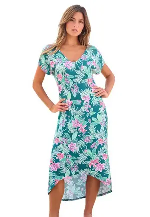 SWIM 365 High-Low Cover Up Mediterranean Floral
