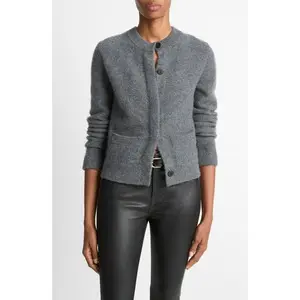 Vince Cashmere Crewneck Cardigan - Heather Graphite